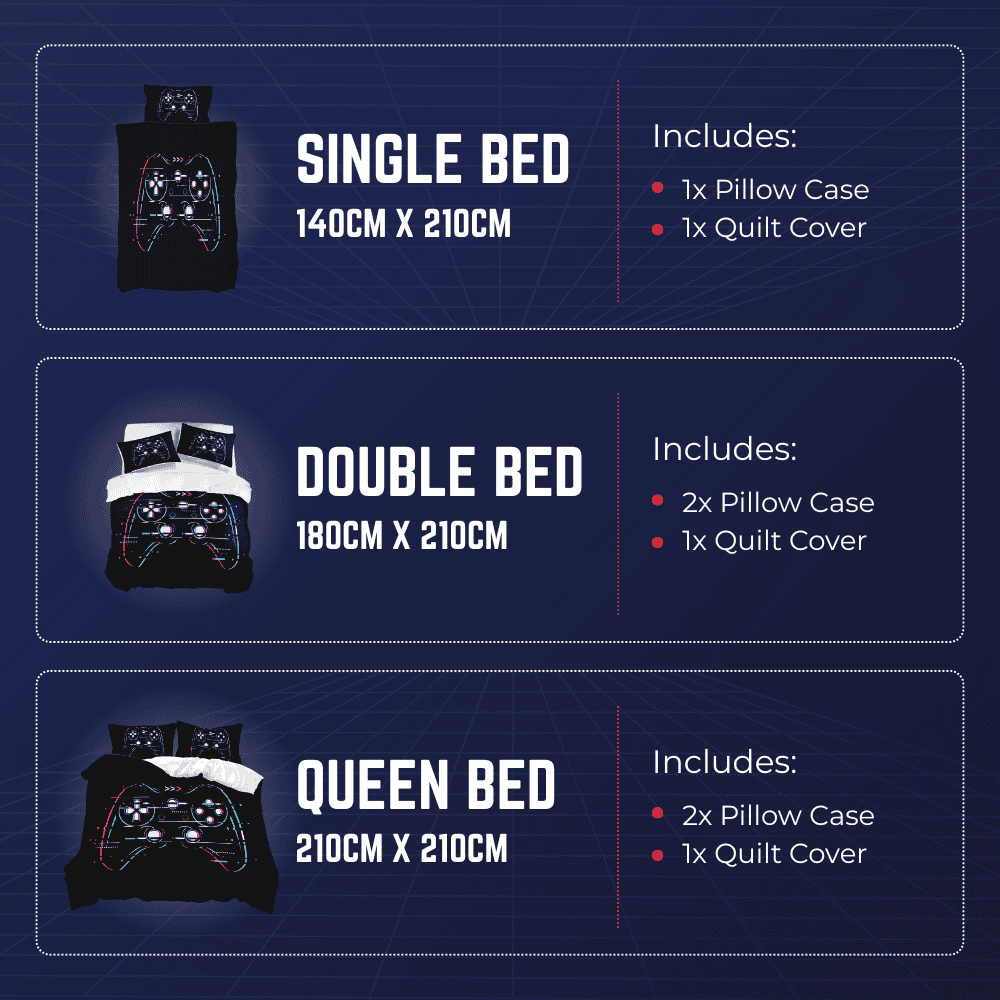 Gaming Quilt Cover Set - Black Glitch Controller – Throne Boss Australia